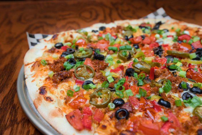 Mexican Pizza - Pepperoncini sauce, cheddar, mozzarella, jalapeños ...